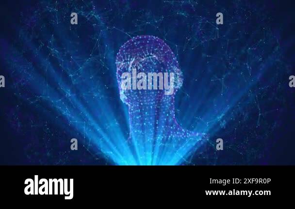 Future innovation. AI machine deep learning, robot data network connection brain computing ...