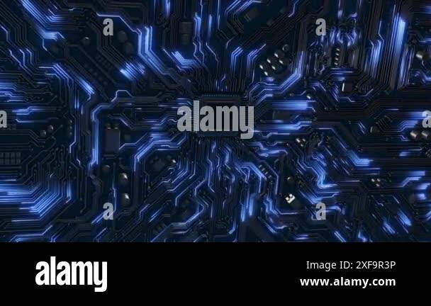 Animated circuit board Motherboard digital chip. PCB Sci-fi chic ...