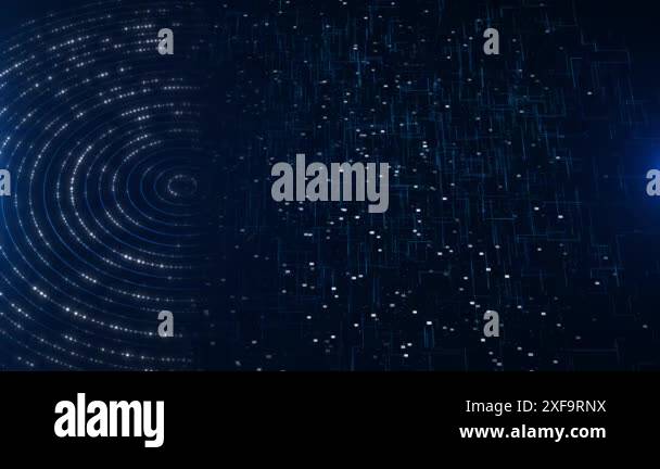 Binary code wave data flow cyber technology artificial intelligence background. Big data streams ...