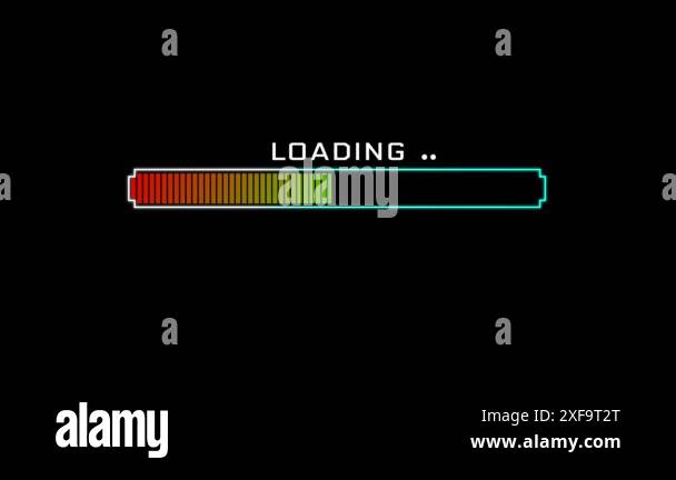 Loading progress bar data downloading Running bar counter loading screen pixelated progress ...