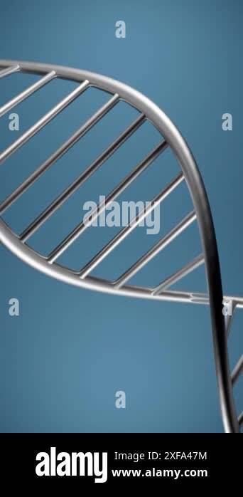 Blue background.Design.A bright iron spring that is made like atoms in ...