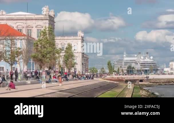 Seaside street Avenida Ribeira das Naus next to Praca do Comercio ...