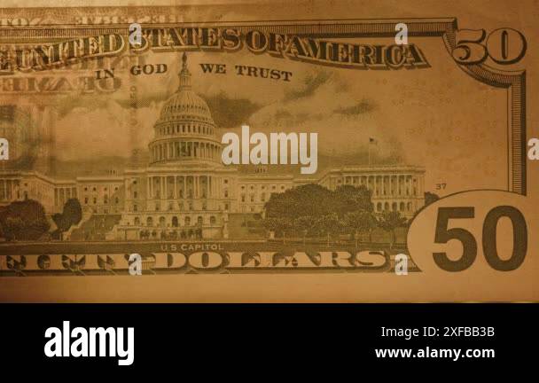 Fifty-Dollar Bill Illuminated Through Showing Watermarks And Ulysses ...