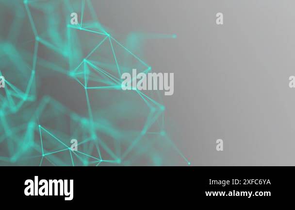 Turquoise plexus. Binding gray background. Looped abstract neon network ...