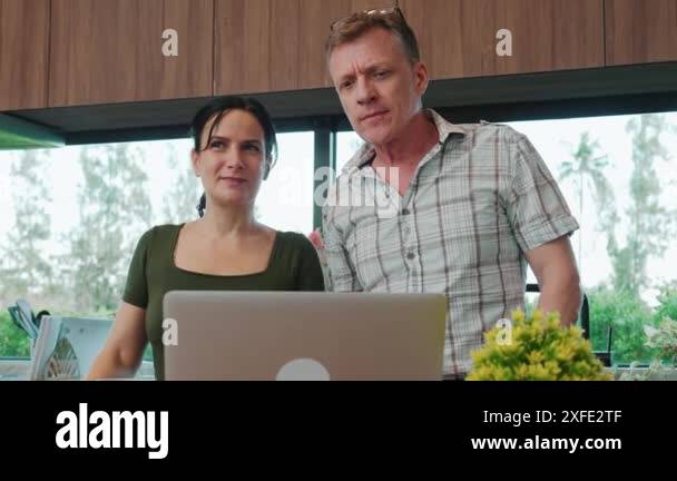 Lovely old marriage couple contact friend or relative through internet ...