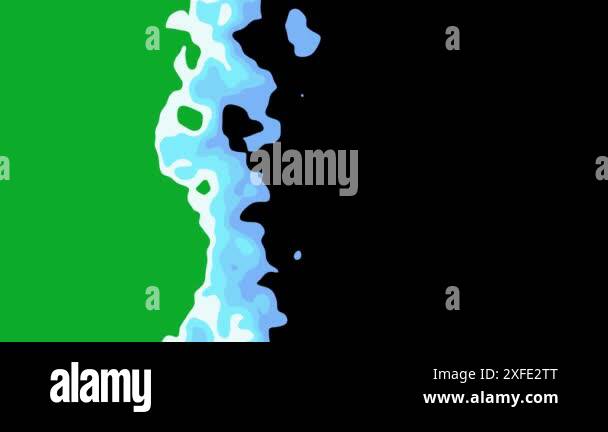 Sea water wavy transition, cartoon water wave animation on a green ...