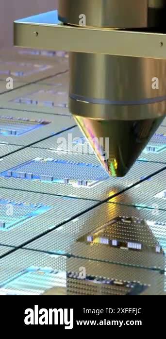 Robot arm making microchips in the industries. Nanotechnology ...