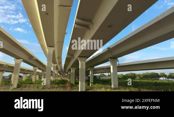 Tampa freeway interchange with elevated road lanes for fast express ...