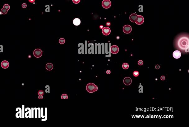 4K growing falling heart icon background with particle animation in an alpha channel. Growing ...