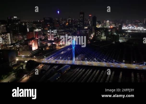 Nelson Mandela Bridge At Johannesburg In Gauteng South Africa. City At ...