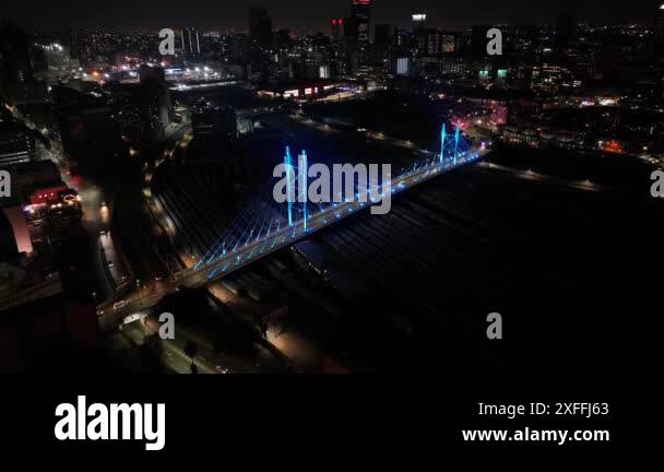 Mandela Bridge At Johannesburg In Gauteng South Africa. Night Scape ...