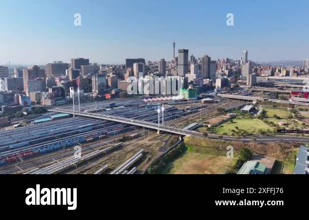 Nelson Mandela Bridge At Johannesburg In Gauteng South Africa. High ...