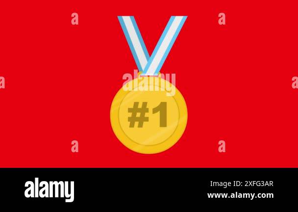video animation first place olympic medal on a red chroma key ...