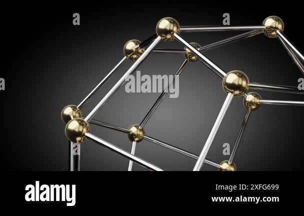 Rotating geometrical structure with golden spheres - 3D 4k animation ...