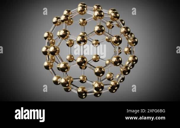 Rotating fullerene carbon molecule, wireframe structure - 3D 4k ...