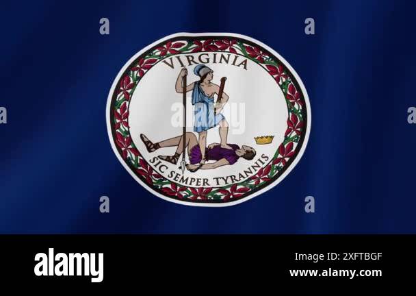 Virginia State Waving Flag. Realistic Flag Animation. Seamless Loop ...