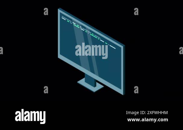Isometric monitor animation. Computer monitor isometric desktop. Modern ...
