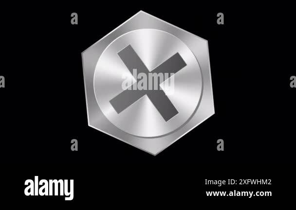 Rotating bolt animation. Metal bolt head. Construction hardware. Tool ...