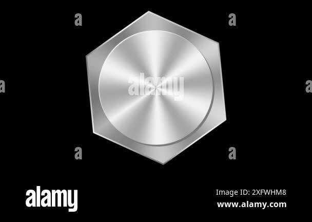 Rotating bolt animation. Metal bolt head. Construction hardware. Tool ...
