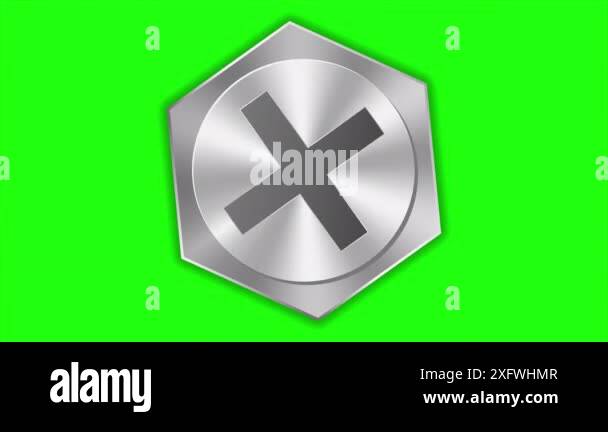 Rotating bolt animation. Metal bolt head. Construction hardware. Tool ...