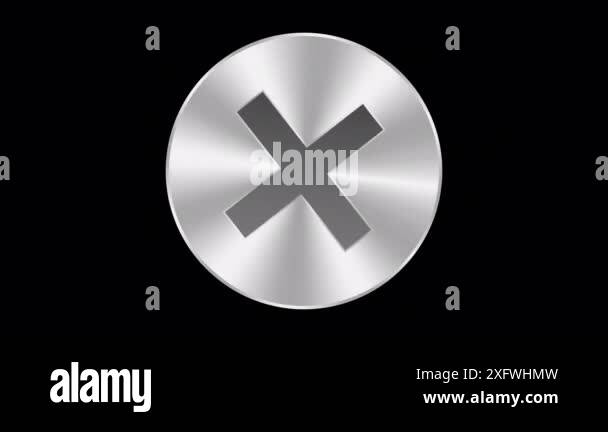 Rotating screw animation. Metal screw head. Construction hardware. Tool ...