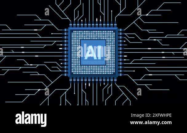 Artificial intelligence micro chip animation. Quantum computing ... Artificial intelligence micro chip animation. Quantum computing ...
