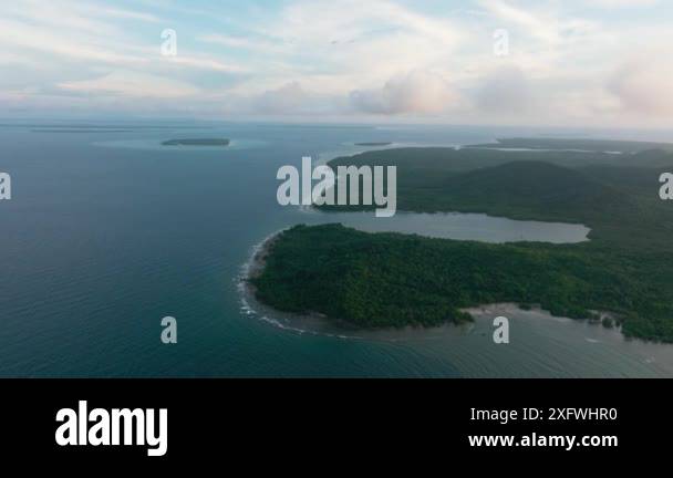 Top view of coast of Balabac Island. Tropical island with rainforest ...
