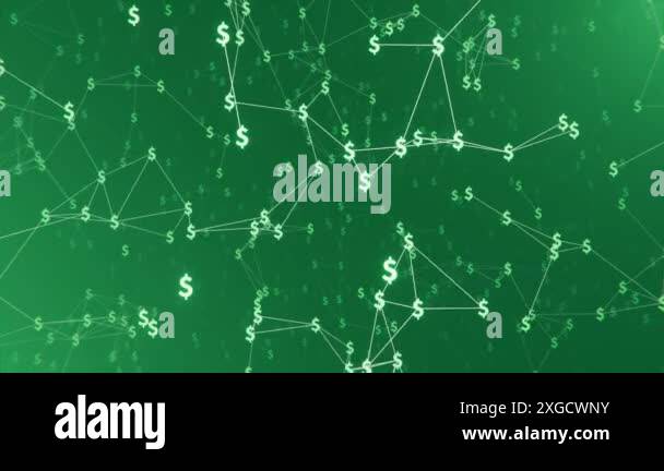 Moving plexus lines with dollar symbols, seamless looped animation ...