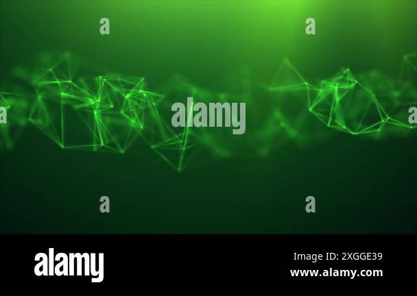 Abstract background of green plexus connected by lines and dots, nodes. Smooth looped motion ...