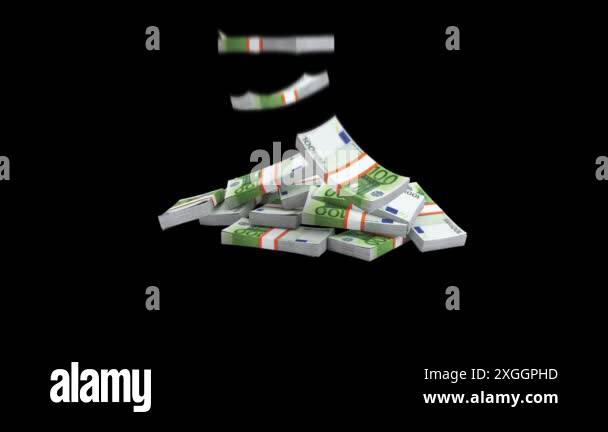 Falling money stacks piled up. Stacks of money falling from above 4K ...