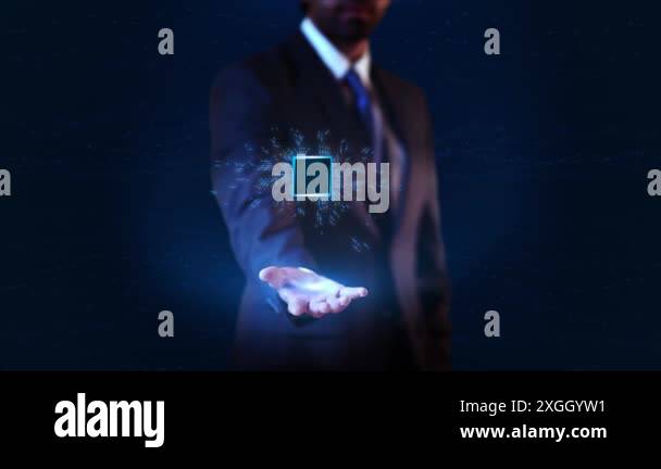 Businessman virtual display HUd Machine learning Artificial ...