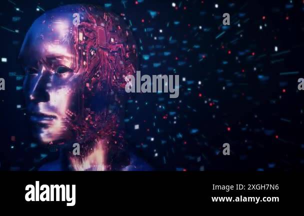 Futuristic human brain ai connection lights digital artificial ...