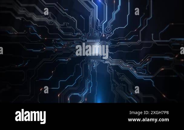 3D animation of digital chip Central Computer Processors CPU ...