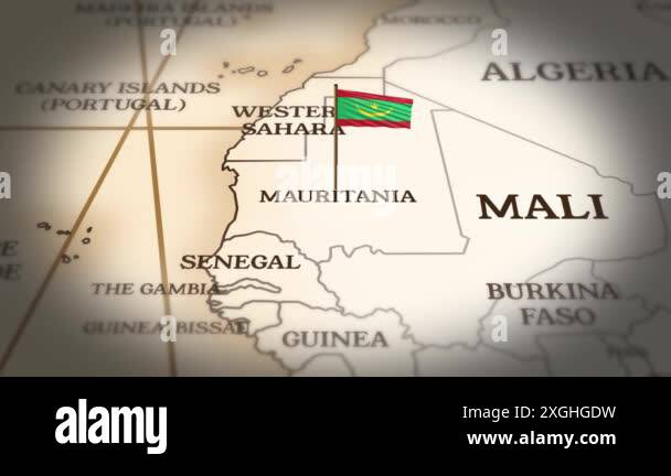 Mauritania flag showing on world map with 3D animation Stock Video ...