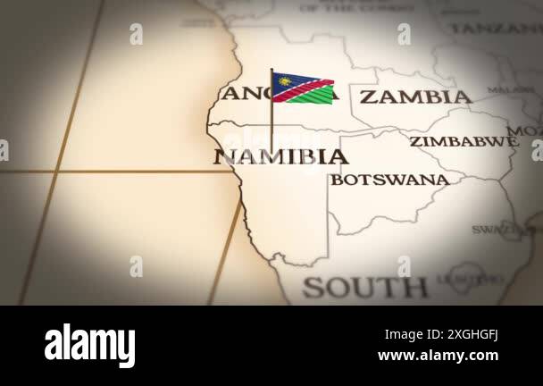 Namibia flag showing on world map with 3D animation Stock Video Footage ...