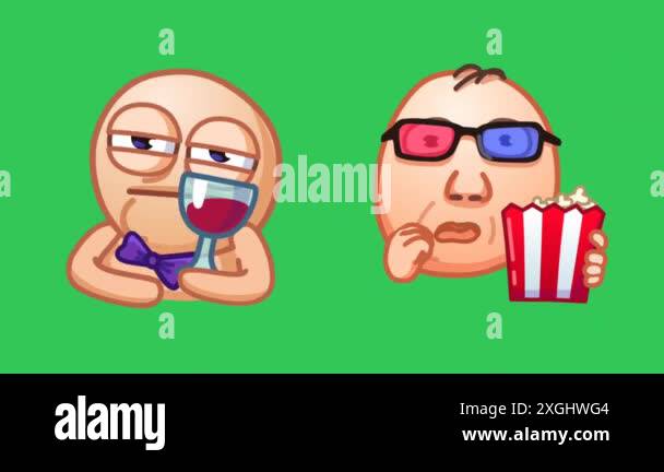 Funny cartoon sticker and character of emoticon drinking a drink and ...