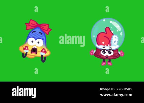 Funny cartoon character sticker of a golden Christmas bell that shakes ...