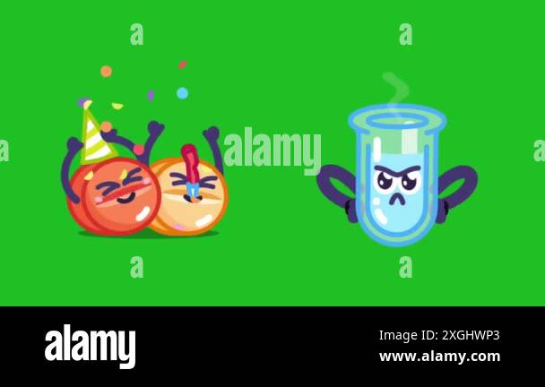 Sticker of funny cartoon characters of two pills in red and yellow ...