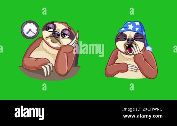 Stickers of funny cartoon characters, the first two Sloths are wasting ...