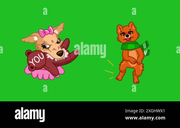 Sticker and funny cartoon character of a nervous dog tearing up a doll ...