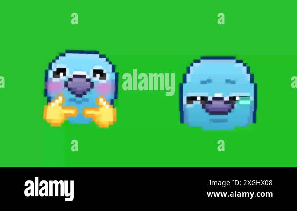 2 5D virtual space character emoticon and the reaction of a blue ...