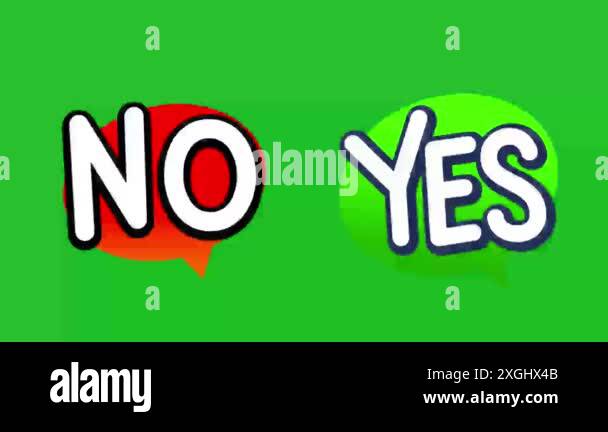 2 5D space character emoticon and red English words NO and YES Green ...