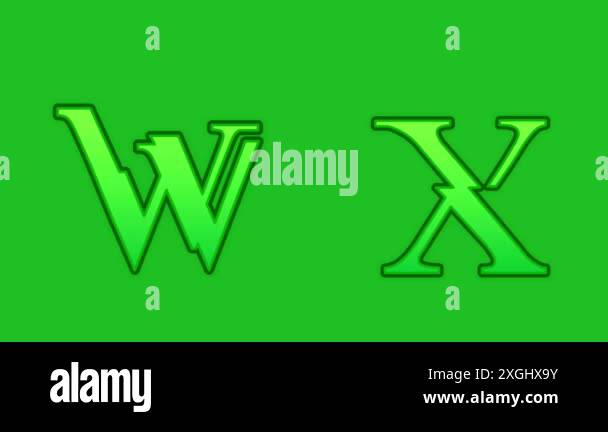 2 5D virtual space character emoticon and English green animated letter ...