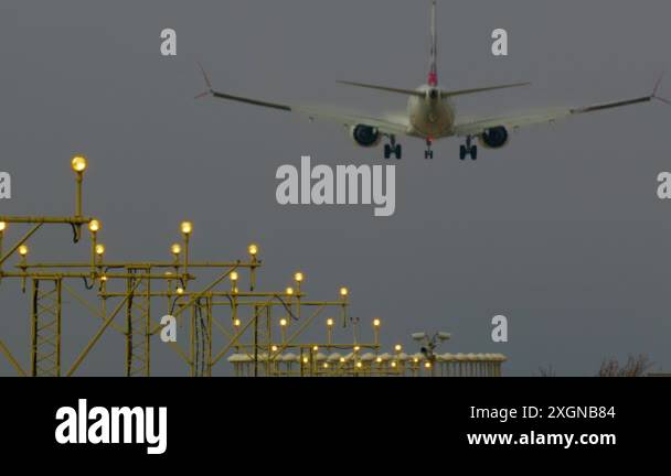 Airplane landing runway lights Stock Videos & Footage - HD and 4K Video ...