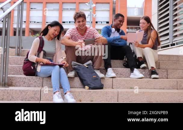 Classmates sitting on staircase Stock Videos & Footage - HD and 4K ...