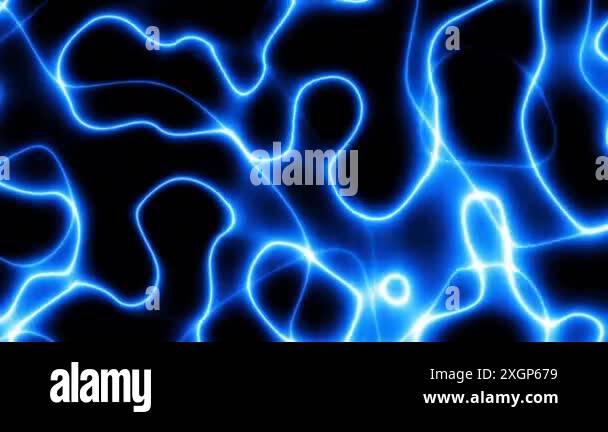 Blue energy light strings or waves background with flares and ...