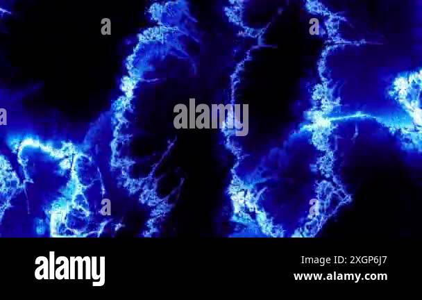 Blue energy light strings or waves background with flares and ...