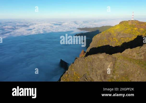 Pico do Arieiro. Mountain Peaks on Sunny Day. Cloud Inversion. Golden ...