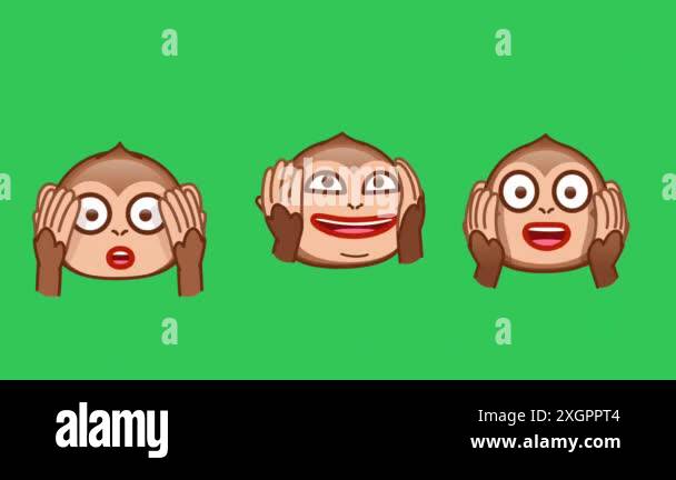 3D monkey emoji green screen chromaki rendering Stock Video Footage - Alamy
