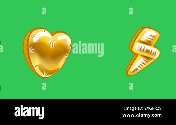 Golden 2 5D virtual emoticons star and heart and gold lightning ...